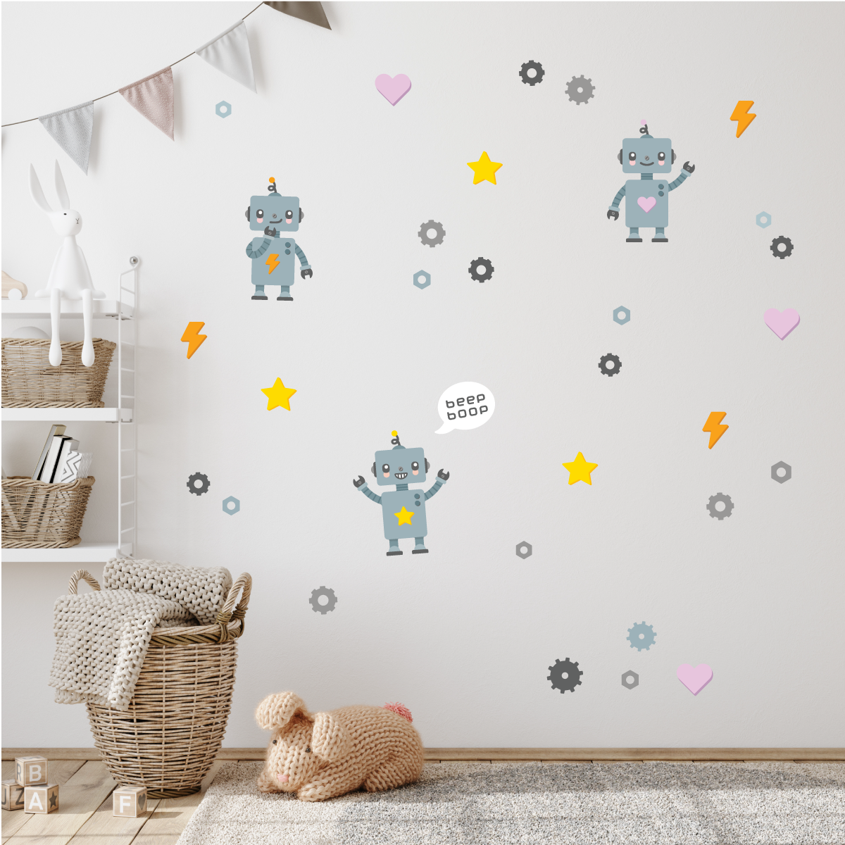 Adorable Robot Wall Decals for Children's Rooms