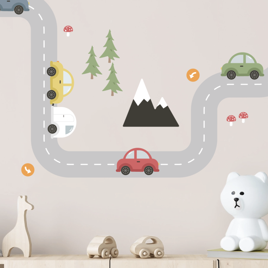 Playful Wall Decals: Cars and Roadways for Kids
