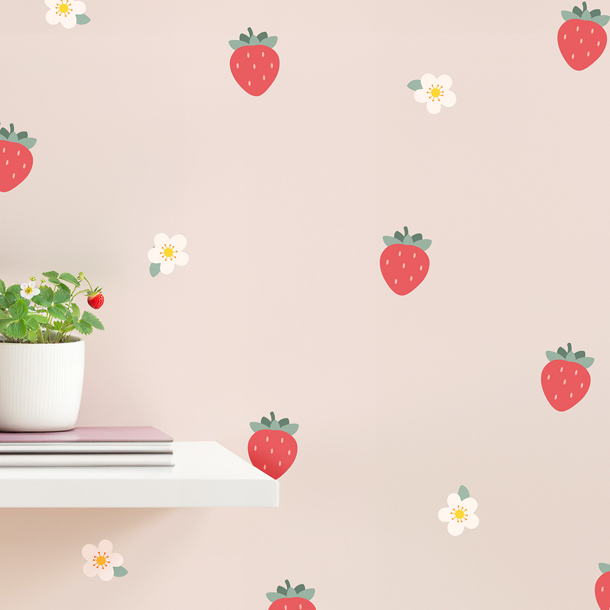 Strawberry Wall Decals | Strawberry and Flower Wall Stickers