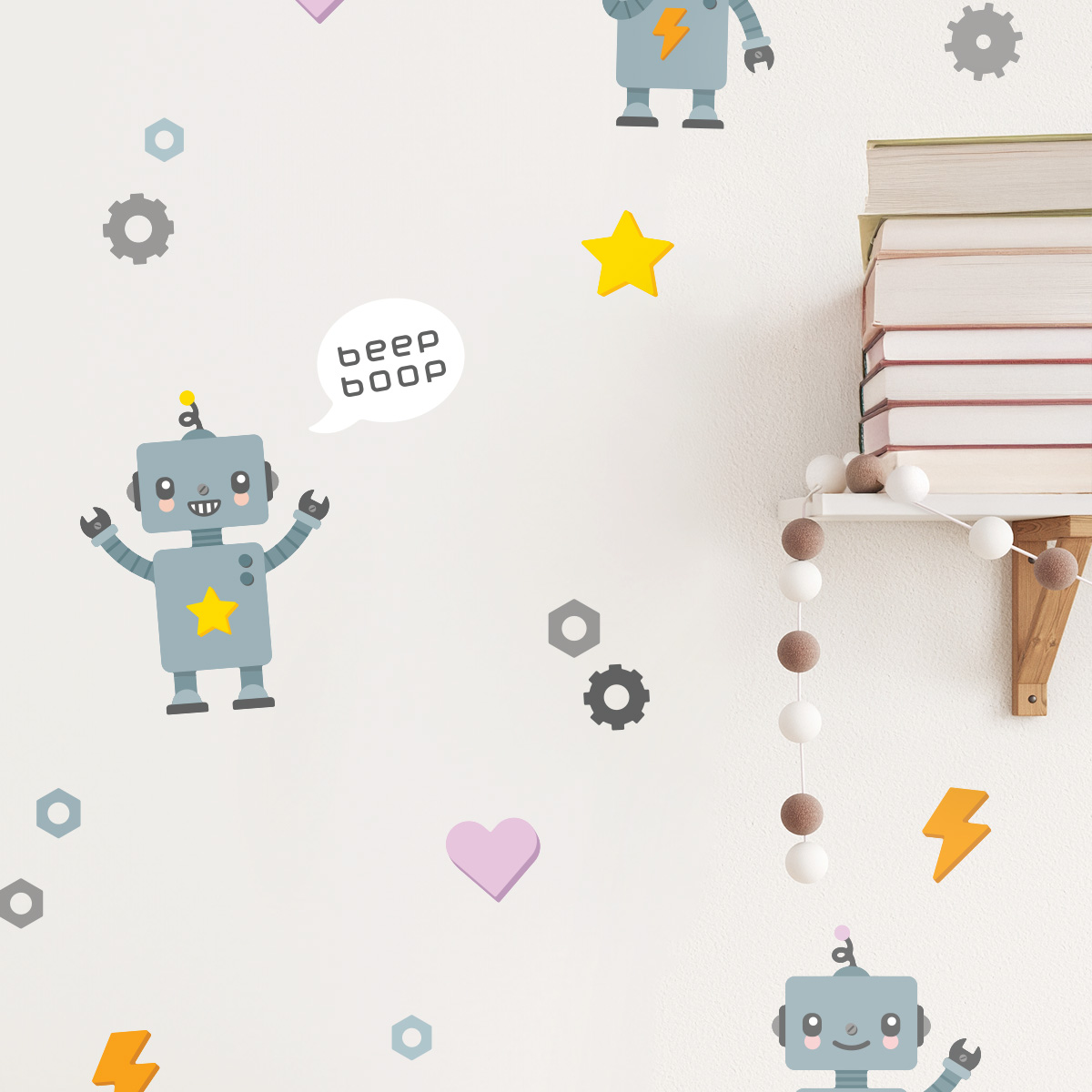 Adorable Robot Wall Decals for Children's Rooms